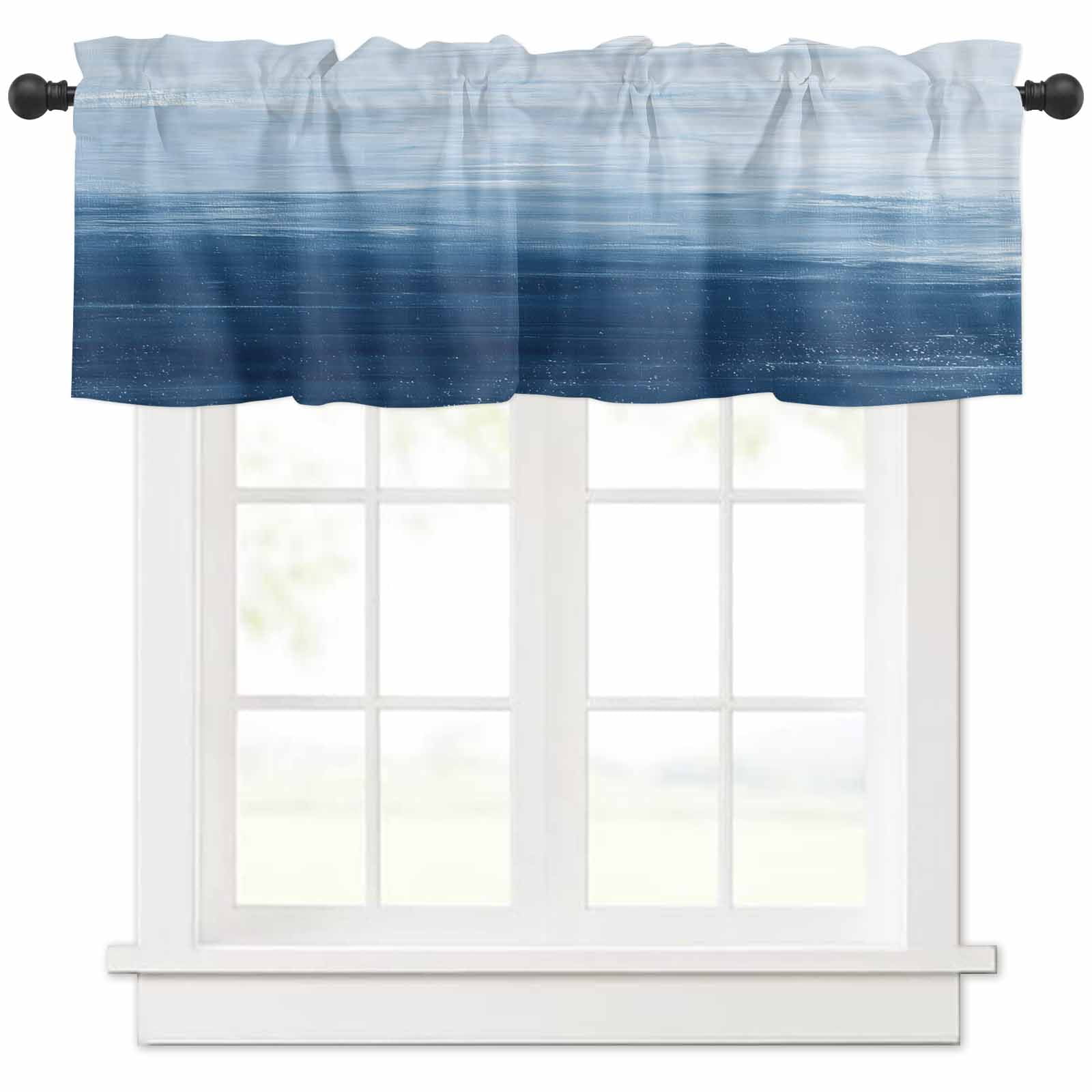 Blue Valances for Windows Farmhouse Kitchen Curtains Valances Rod ...