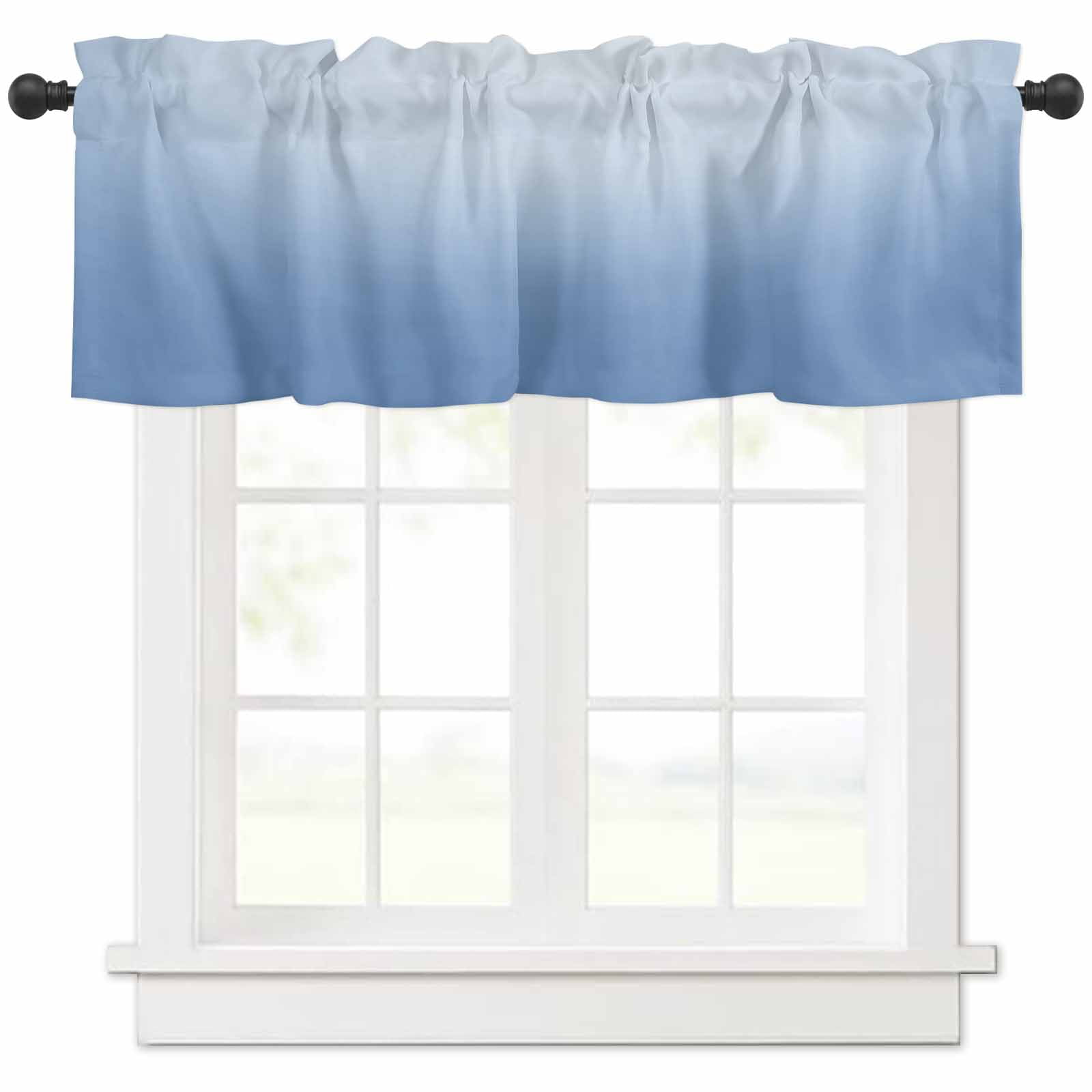 Blue Valances for Windows Farmhouse Kitchen Curtains Valances Rod ...