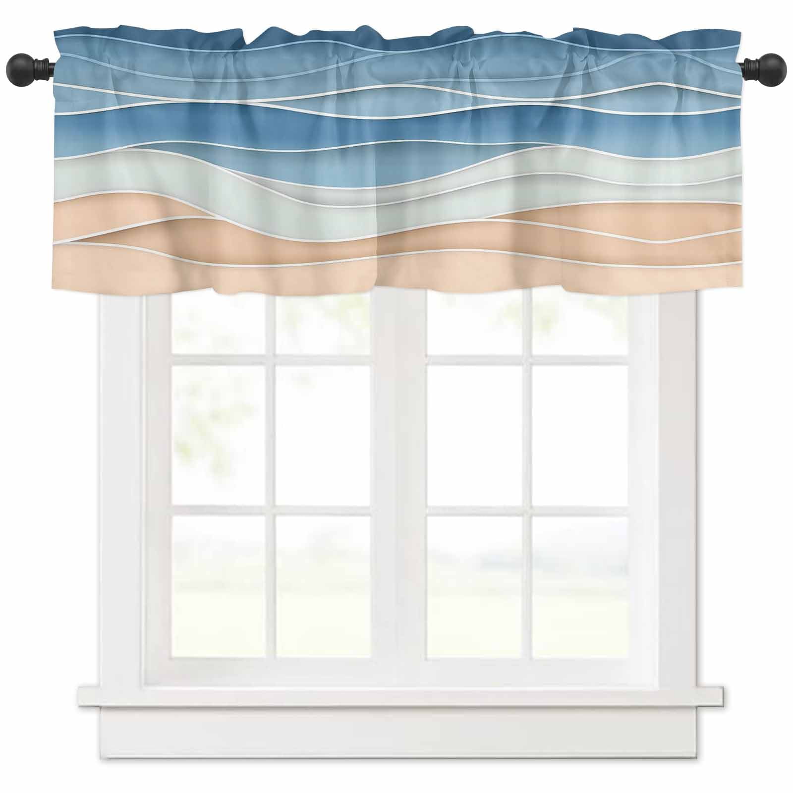 Blue Valances for Windows Farmhouse Kitchen Curtains Valances Rod ...