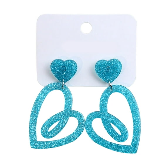 Blue Valentine'S Day Heart Earrings Set Of 2 Pairs, Sparkly Acrylic ...