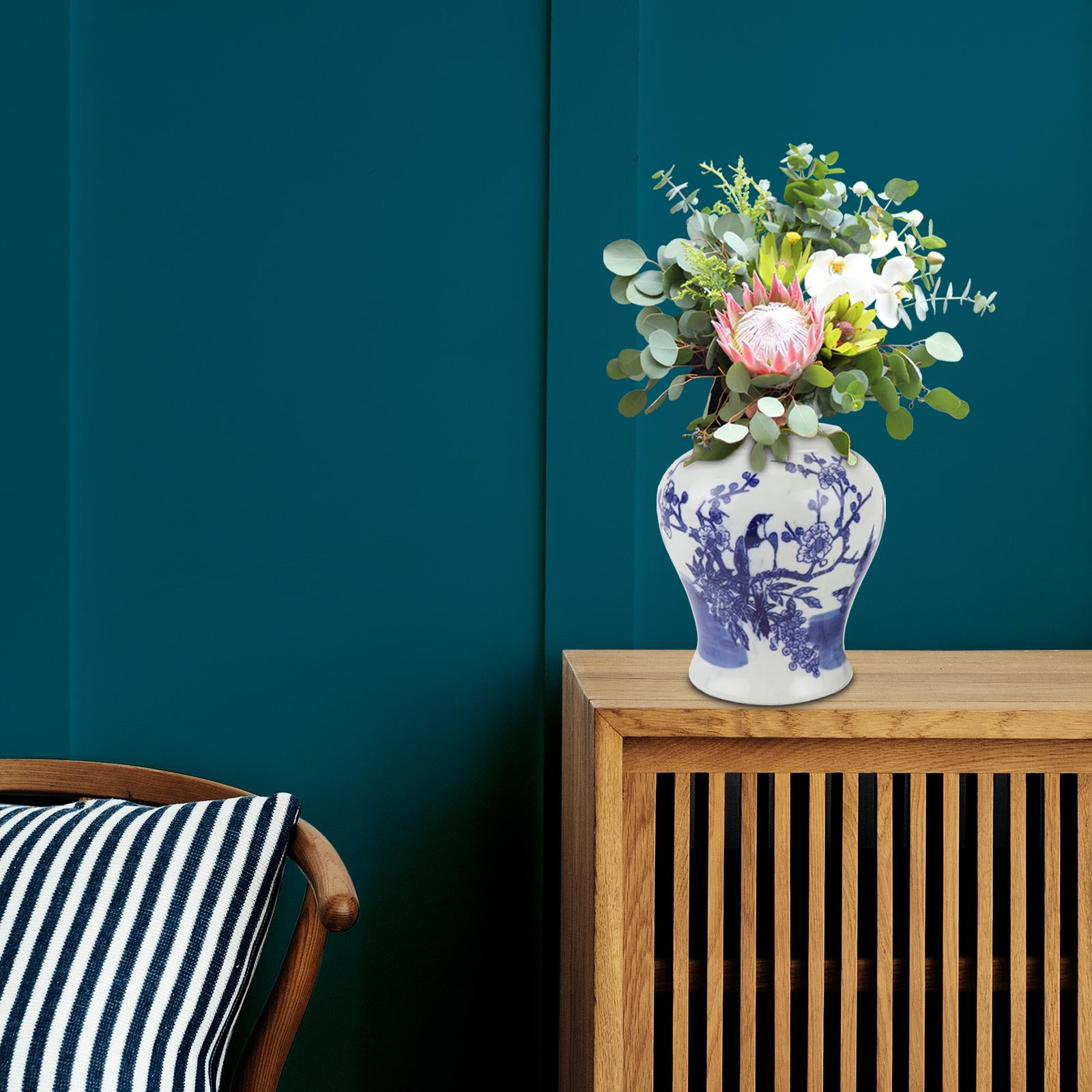 Blue Vase Ceramic Storage Jar Tea Container Antique Style Porcelain ...