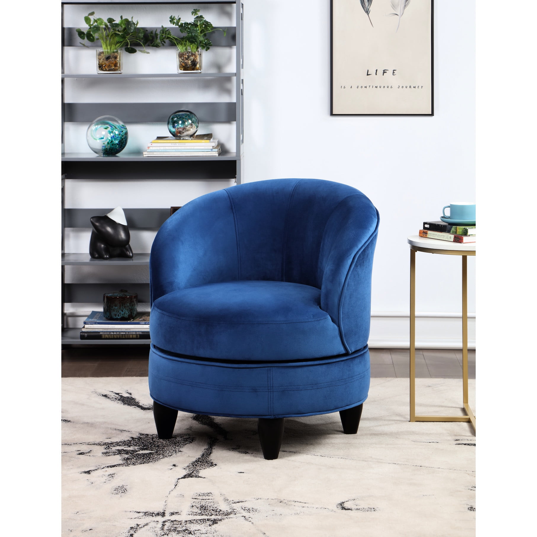 Blue Velvet Comfort Chair | 360 Swivel for Convenience | Adjustable ...