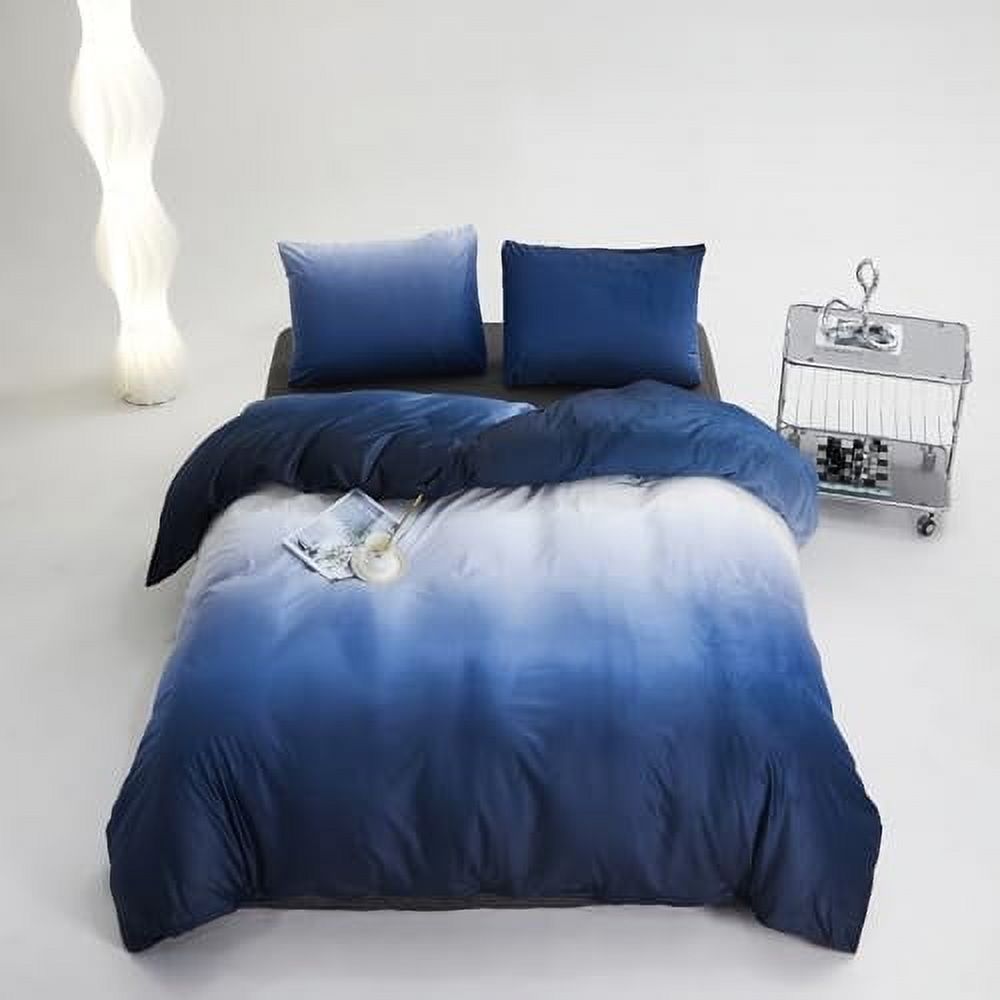 Blue Velvet Comforter Sets Full Gradient Blue Fluffy Comforter Dark ...