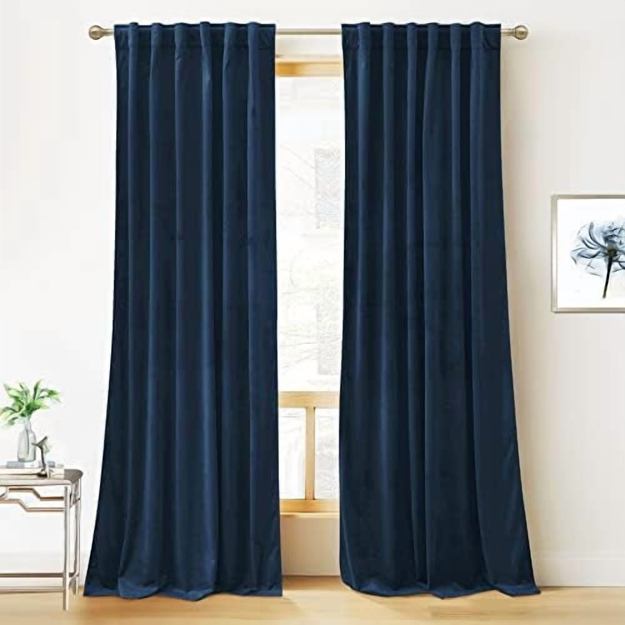 Blue Velvet Curtains 90 inches - Blackout Curtains for Living Room ...