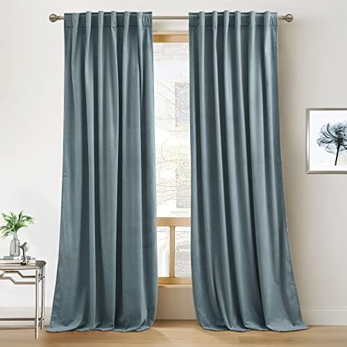 Blue Velvet Curtains 96 inches - Blackout Curtains for Living Room ...