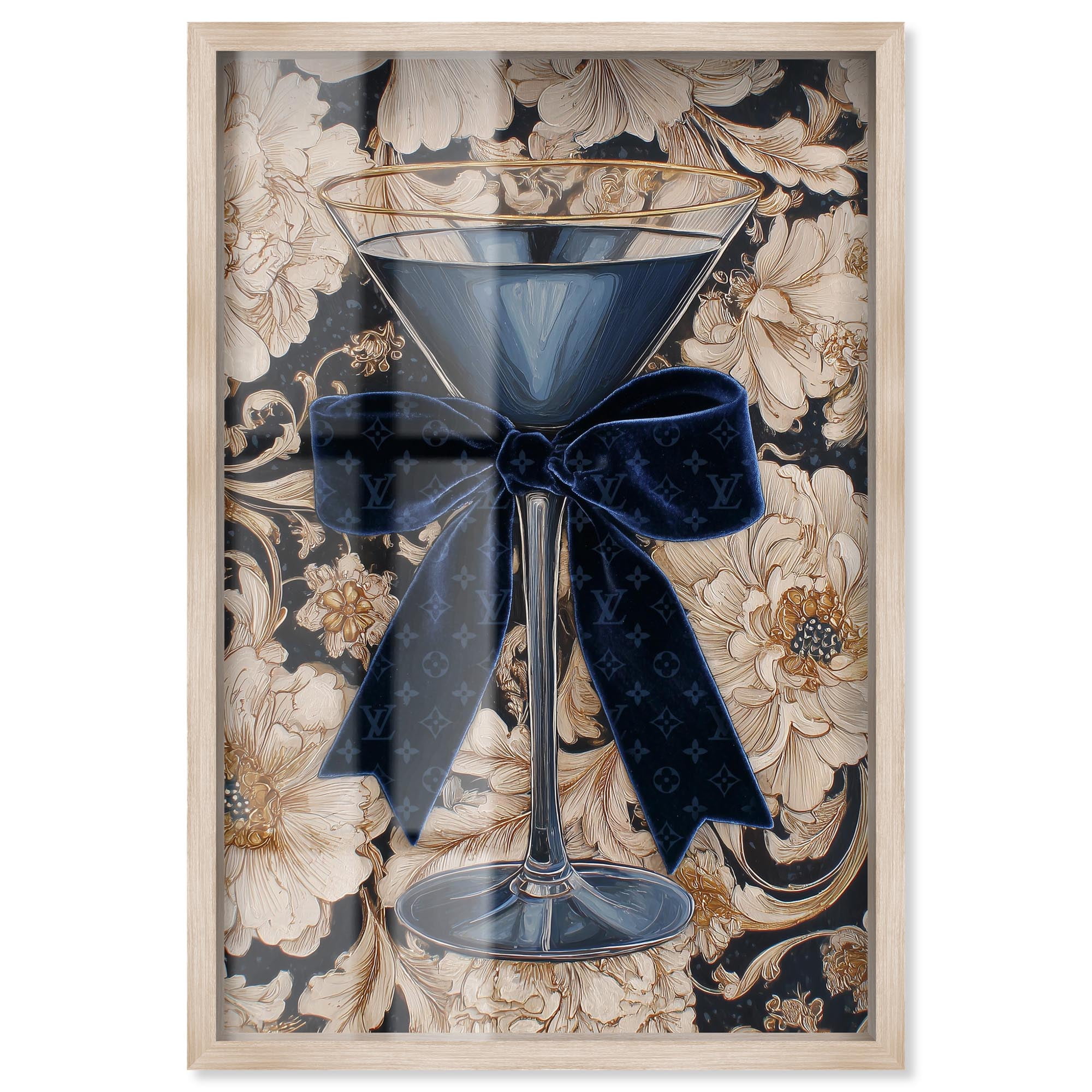 Blue Velvet Martini Shadowbox Print Glam Wall Art by Art Remedy, Blonde ...