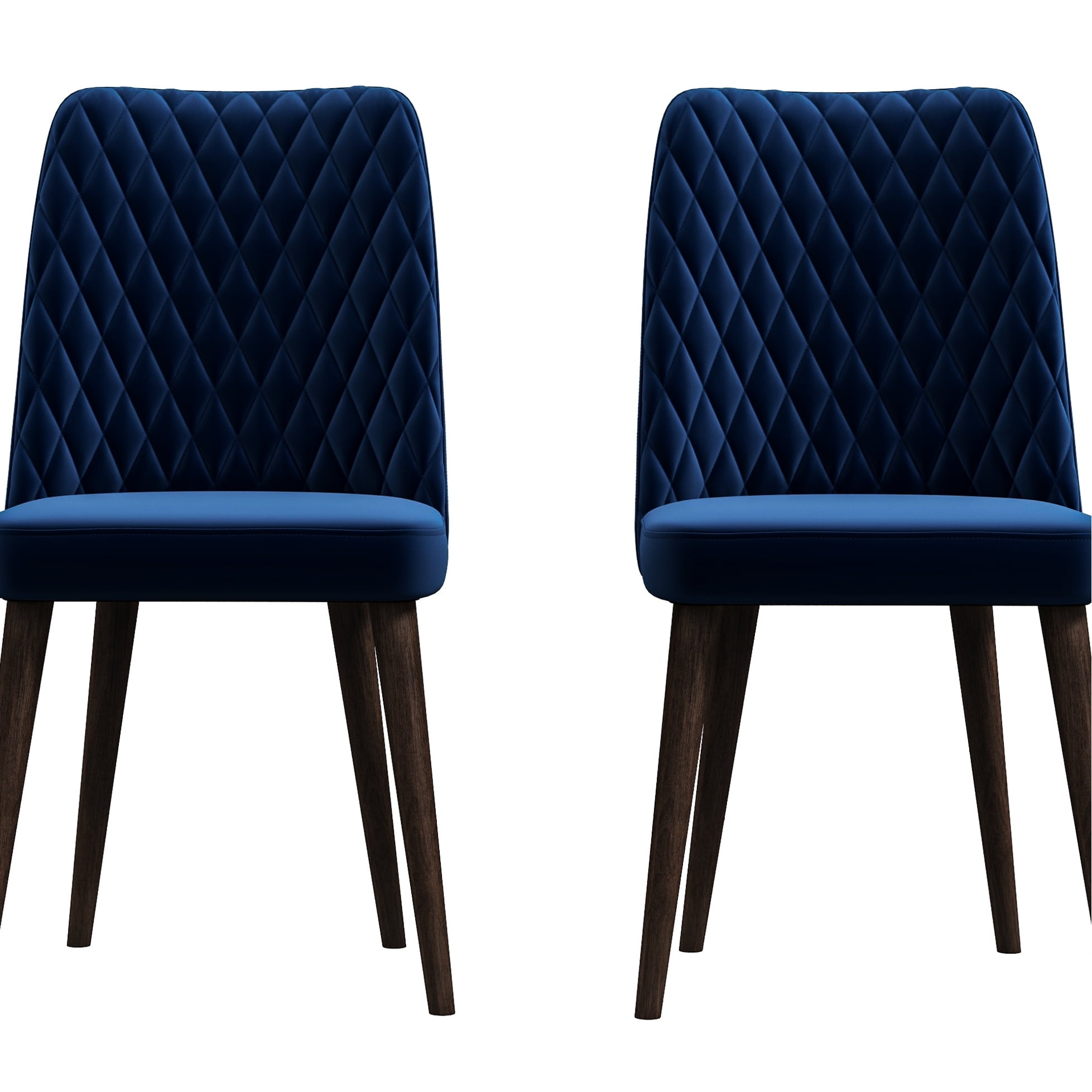 Blue Velvet Mid-century Modern Dining Chairs (2), Solid Wood ...