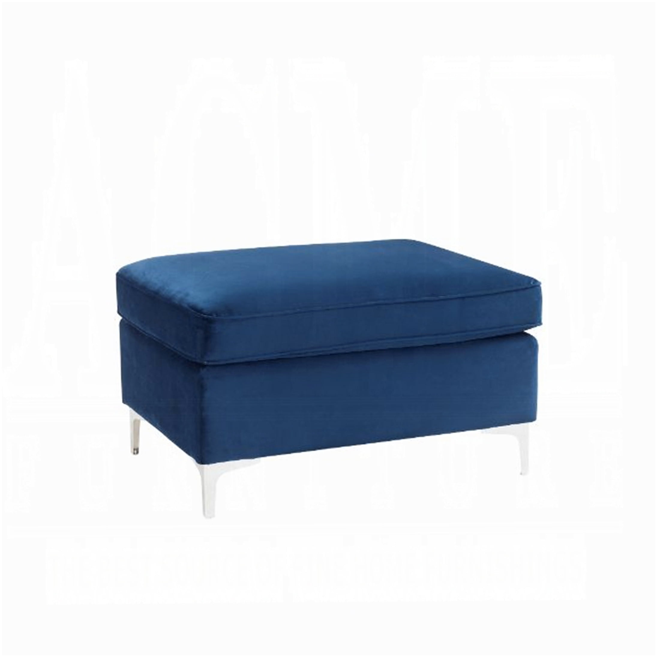 Blue Velvet Modular Ottoman with Metal Legs, Accent Furniture for ...
