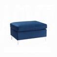 Blue Velvet Modular Ottoman with Metal Legs, Accent Furniture for ...