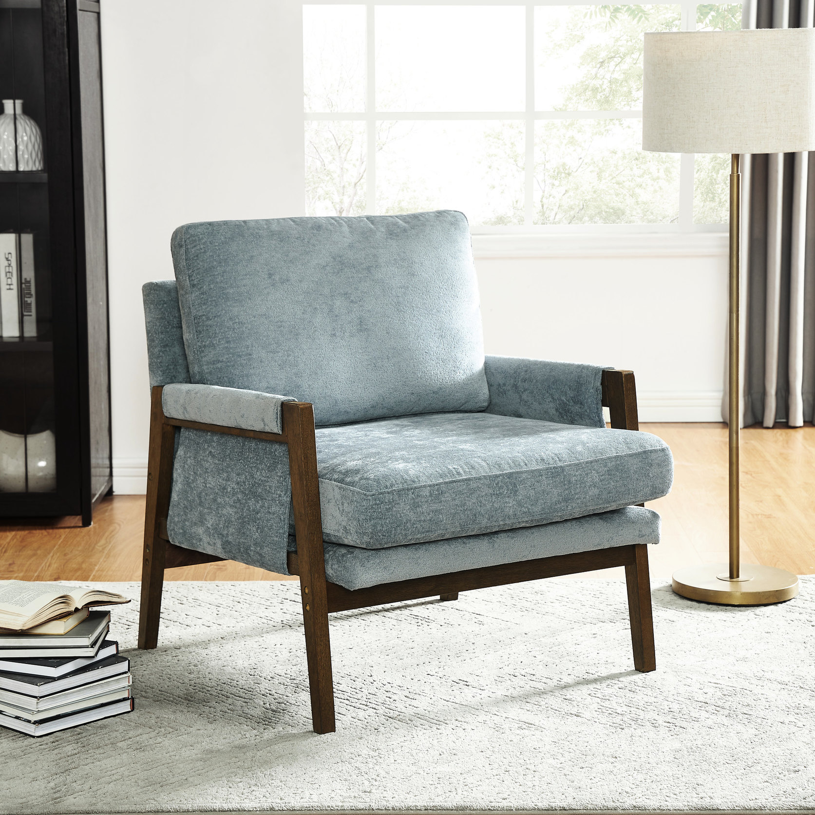 Blue Velvet and Rubberwood Structure | Great for Bedrooms and Studios ...