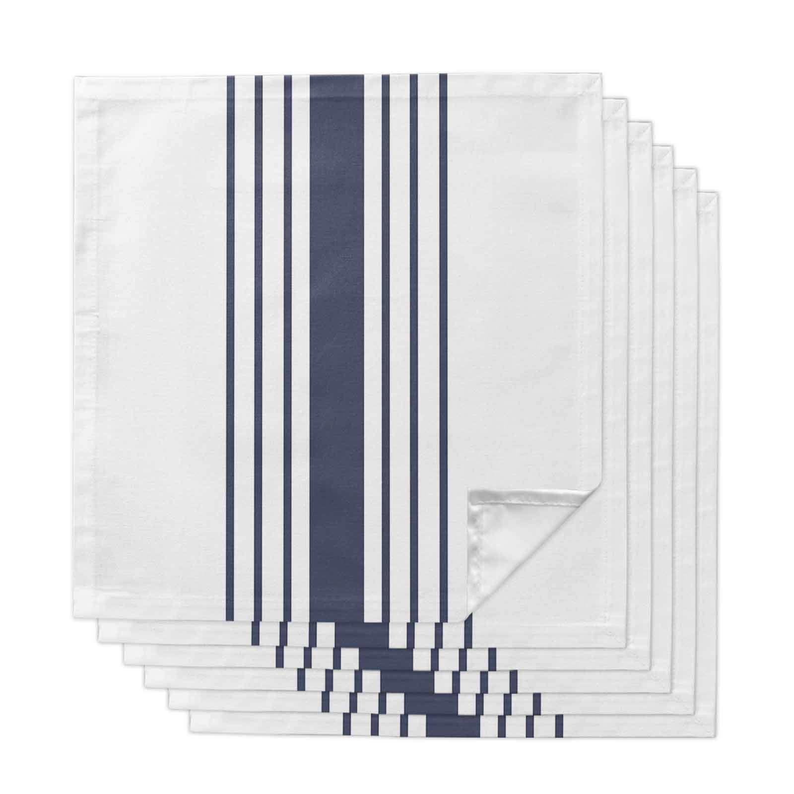 Blue Vertical Striped Cloth Napkins, White Minimalist Modern Washable ...