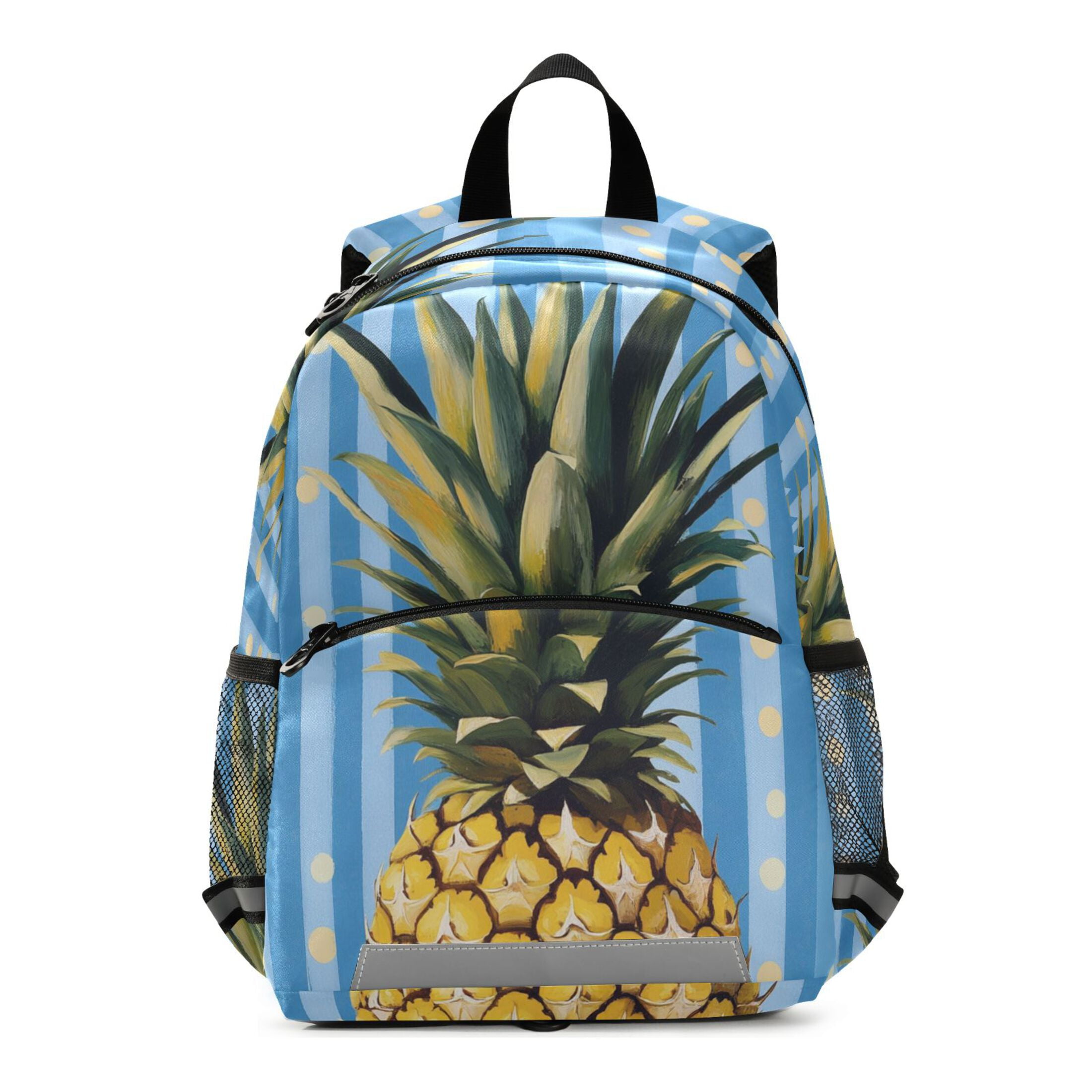 Blue Vertical Stripes Yellow Dots Pineapple Toddler Backpack Kids ...