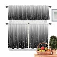 Blue Vertical Wave Lines Kitchen Curtains Valances 3 Piece Set, Flower ...