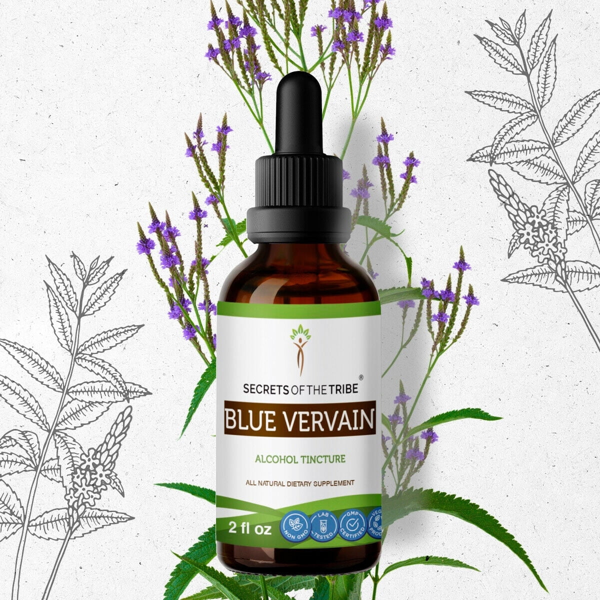 Secrets Of The Tribe Blue Vervain Tincture Dietary Supplement, Natural ...
