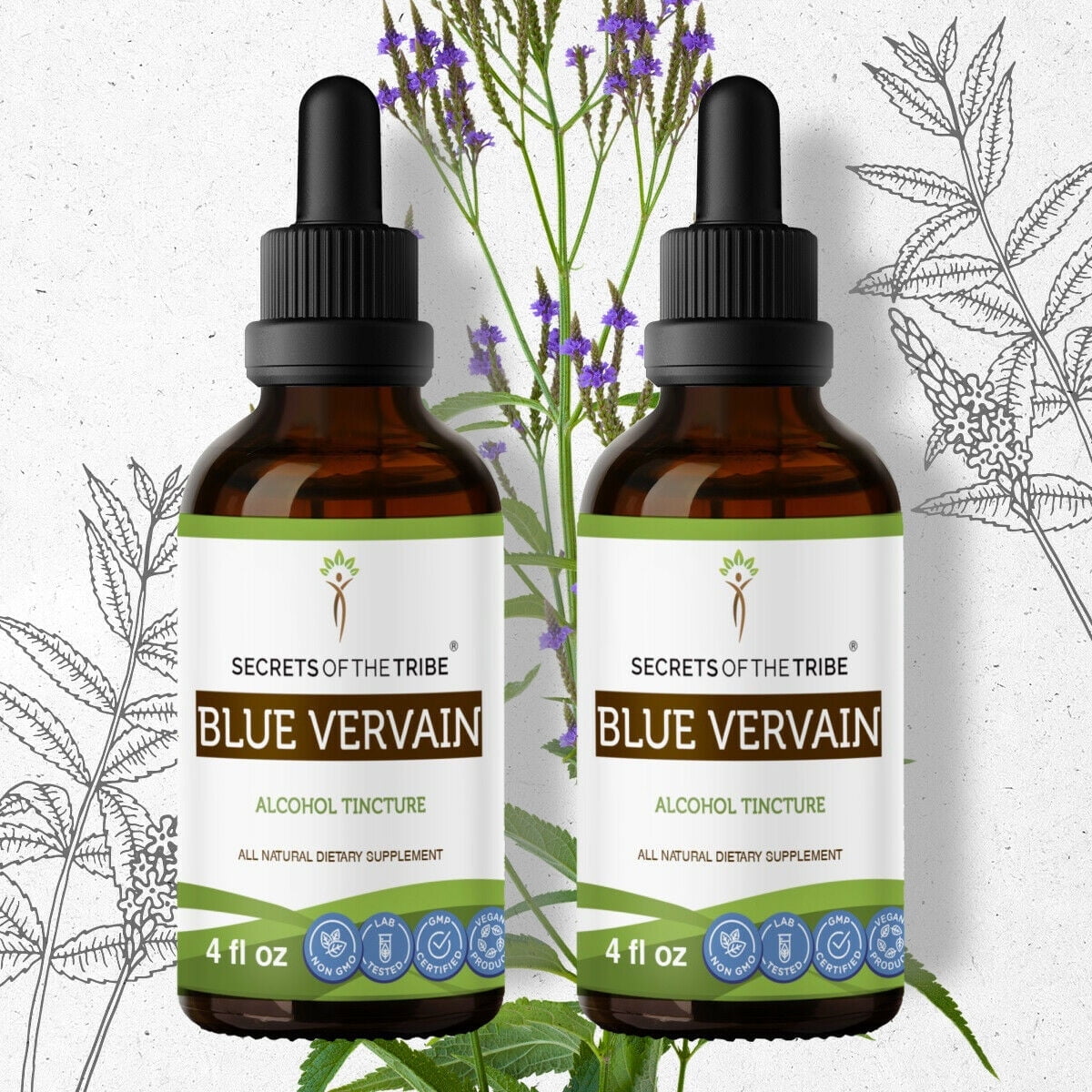 Secrets Of The Tribe Blue Vervain Tincture Dietary Supplement, Natural ...