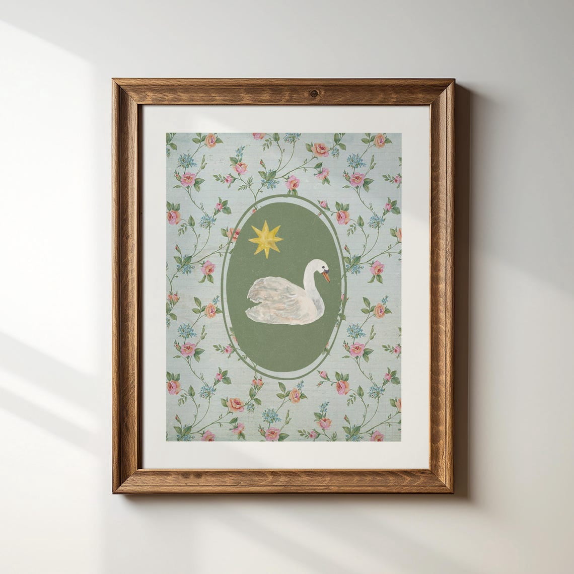 Blue Victorian Swan Vertical Print, Trendy Decor, Abstract Vintage ...