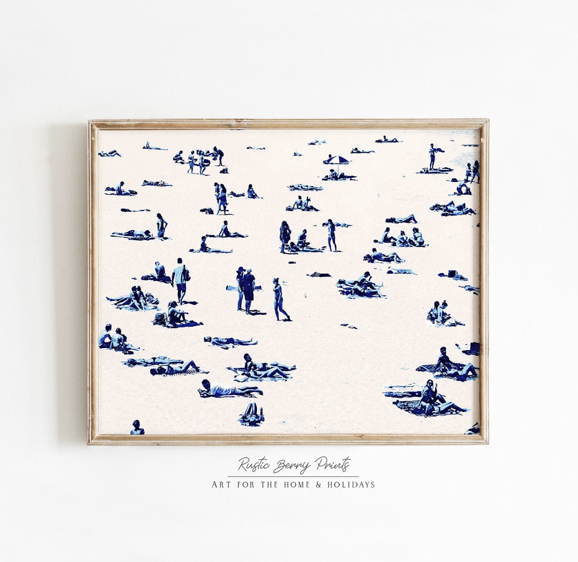 Blue Vintage Beach Print Wall Art Coastal Summer Wall Decor Beach ...