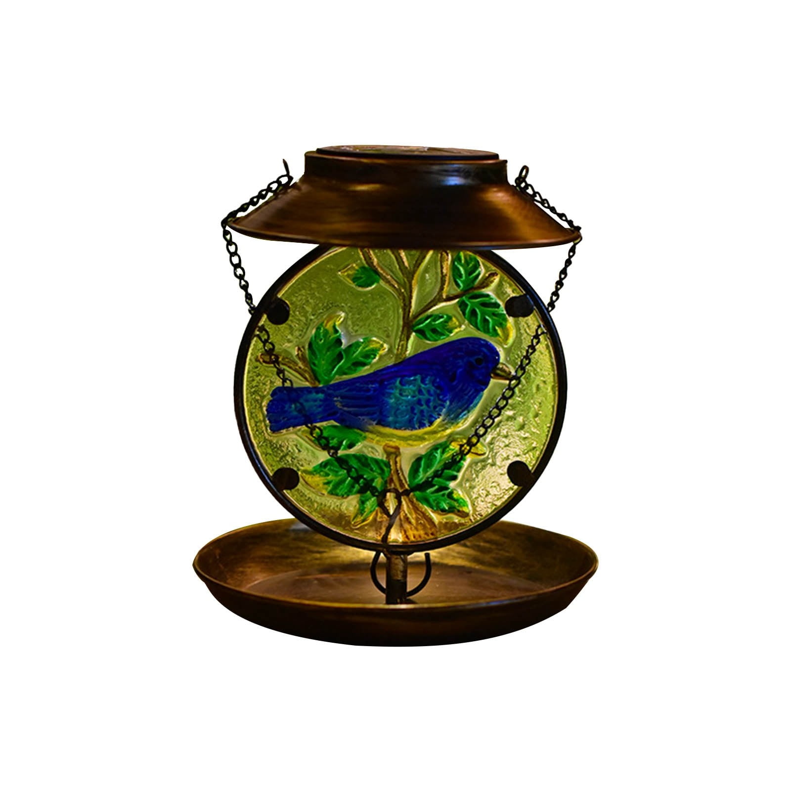 Blue Vintage Bird Feeder Solar Light Bird Feeder Decoration Bird Feeder Outdoor Decor Vintage