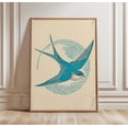 Blue Vintage Bird Minimalist Nature Illustration Flying Swallow Design ...