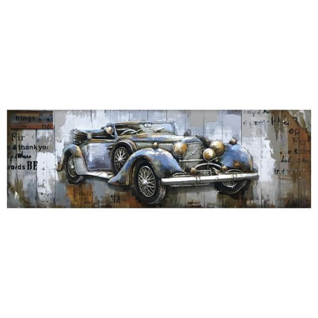Blue Vintage Car Wall Art on Wood, Mutlicolor - Walmart.com