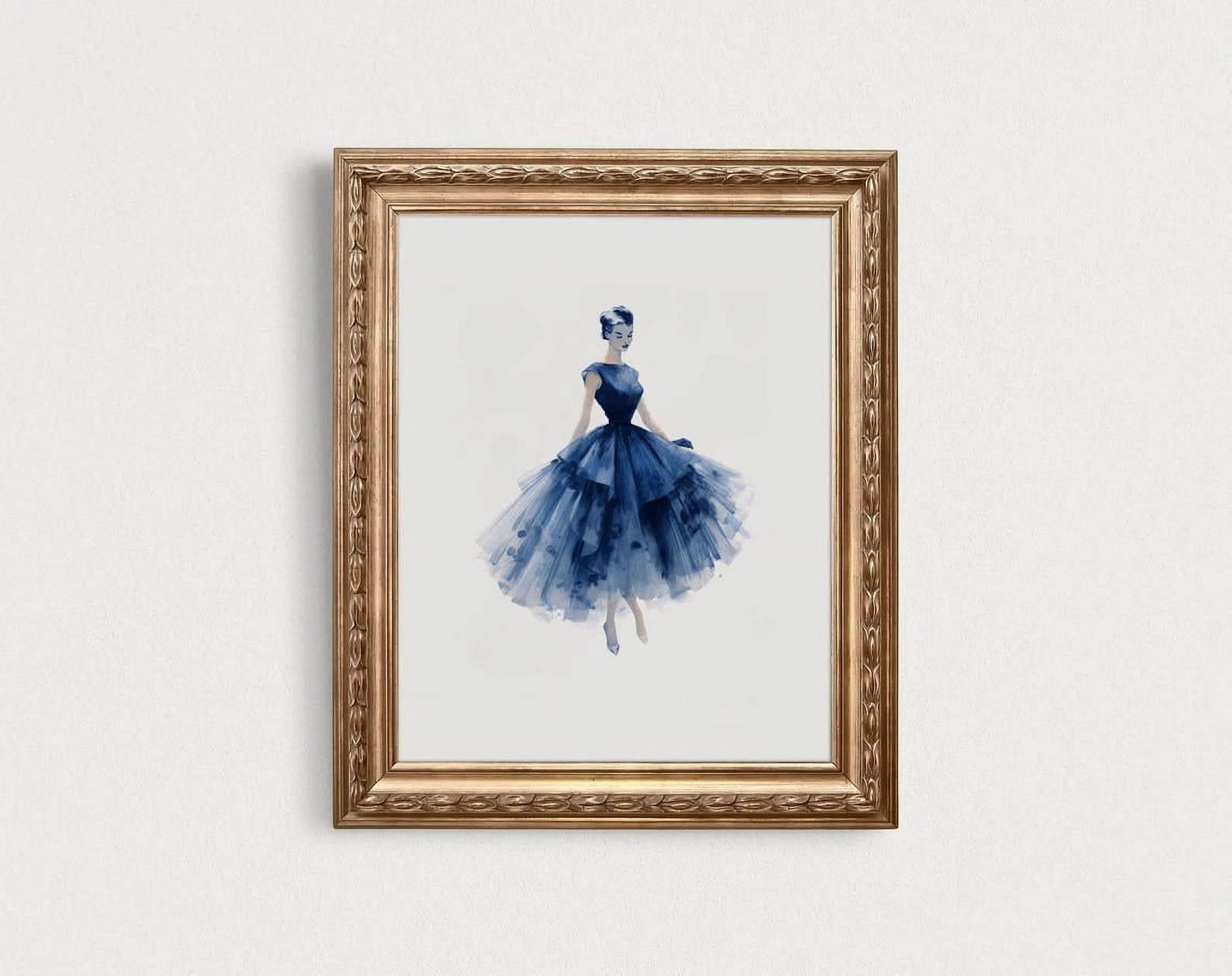 Blue Vintage Fashion Coquette Retro Glamour Home Decor Feminine Dress ...