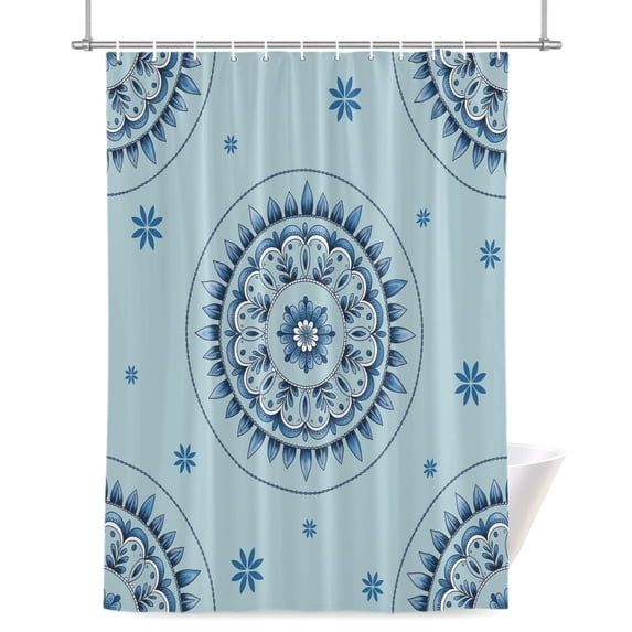 Blue Vintage Flower Shower Curtains for Bathroom, Country Tribal Exotic ...