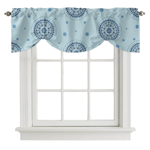 Blue Vintage Flower Tie Up Valance Curtains Country Tribal Exotic ...