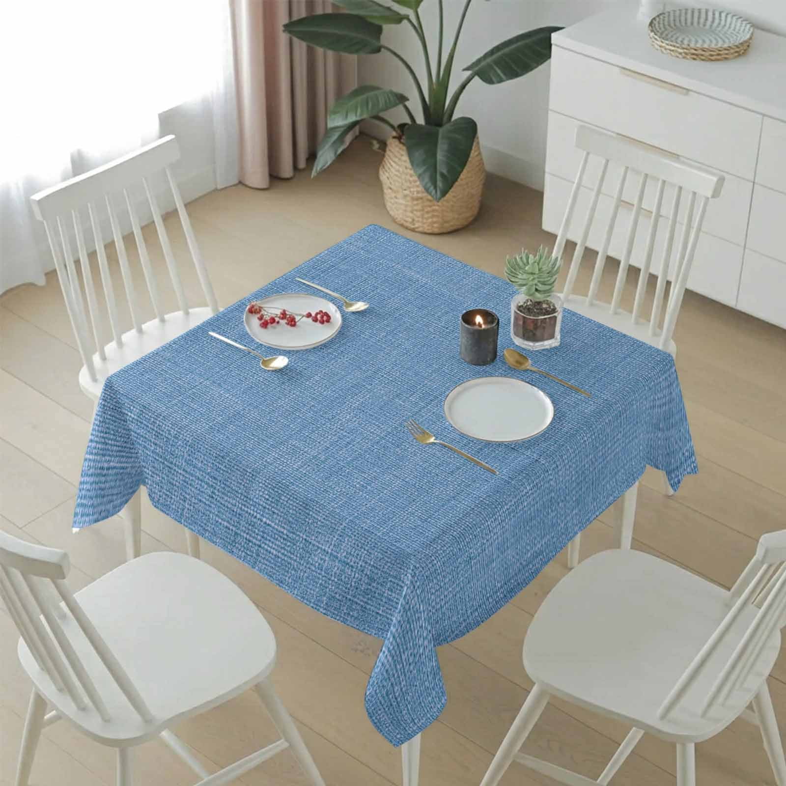 Blue Vintage Linen Table Cloth 54x54in, Waterproof Square Tablecloth ...