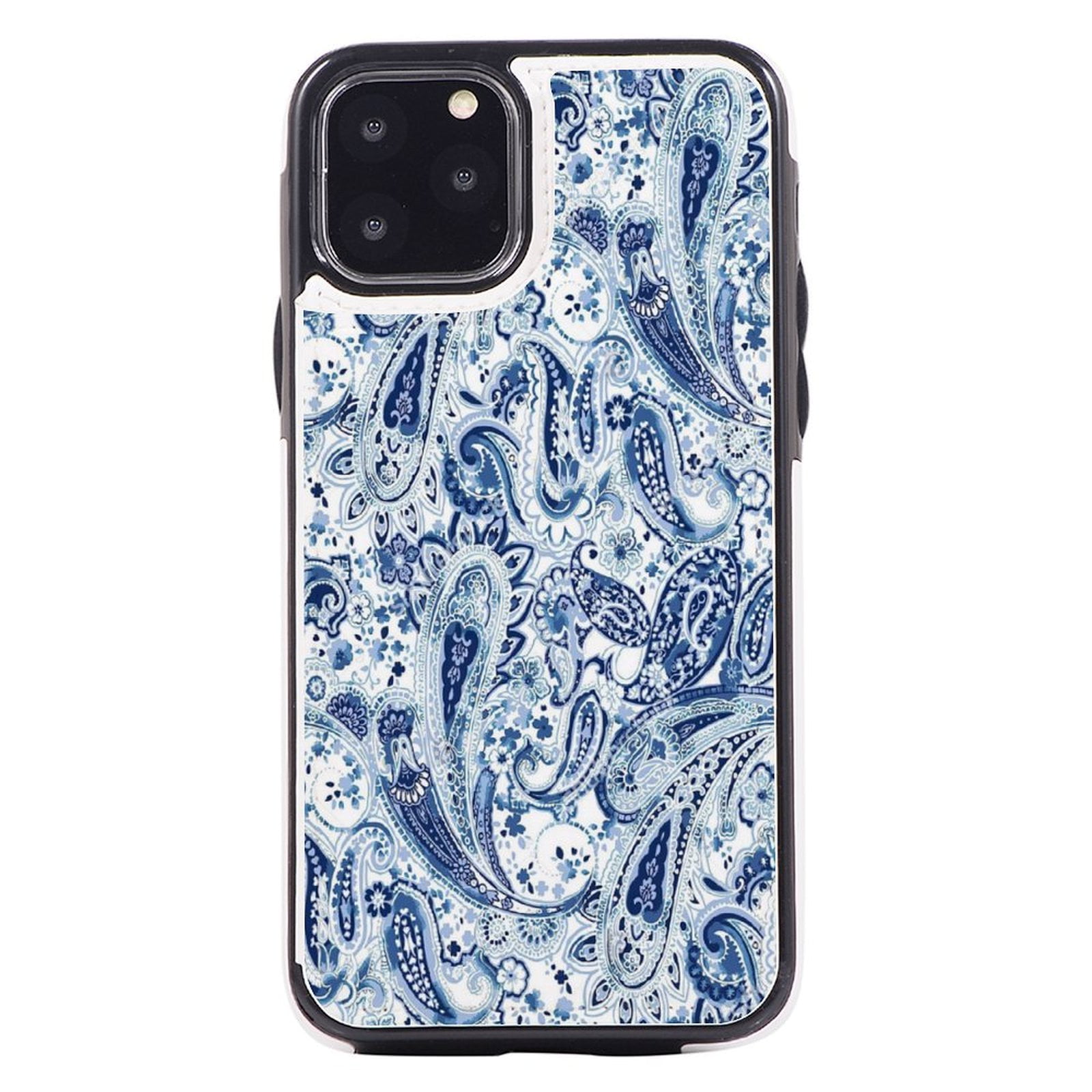 Blue Vintage Paisley Leather Wallet Case for iPhone 16 15 14 13 12 11 Pro Max Wallet Case Card ...