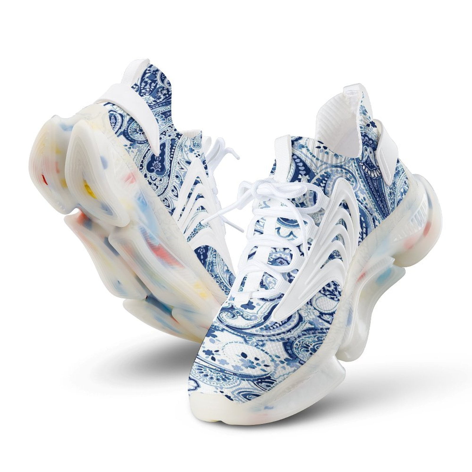 Blue Vintage Paisley Walking Shoes for Men Woman Lightweight Tennis ...