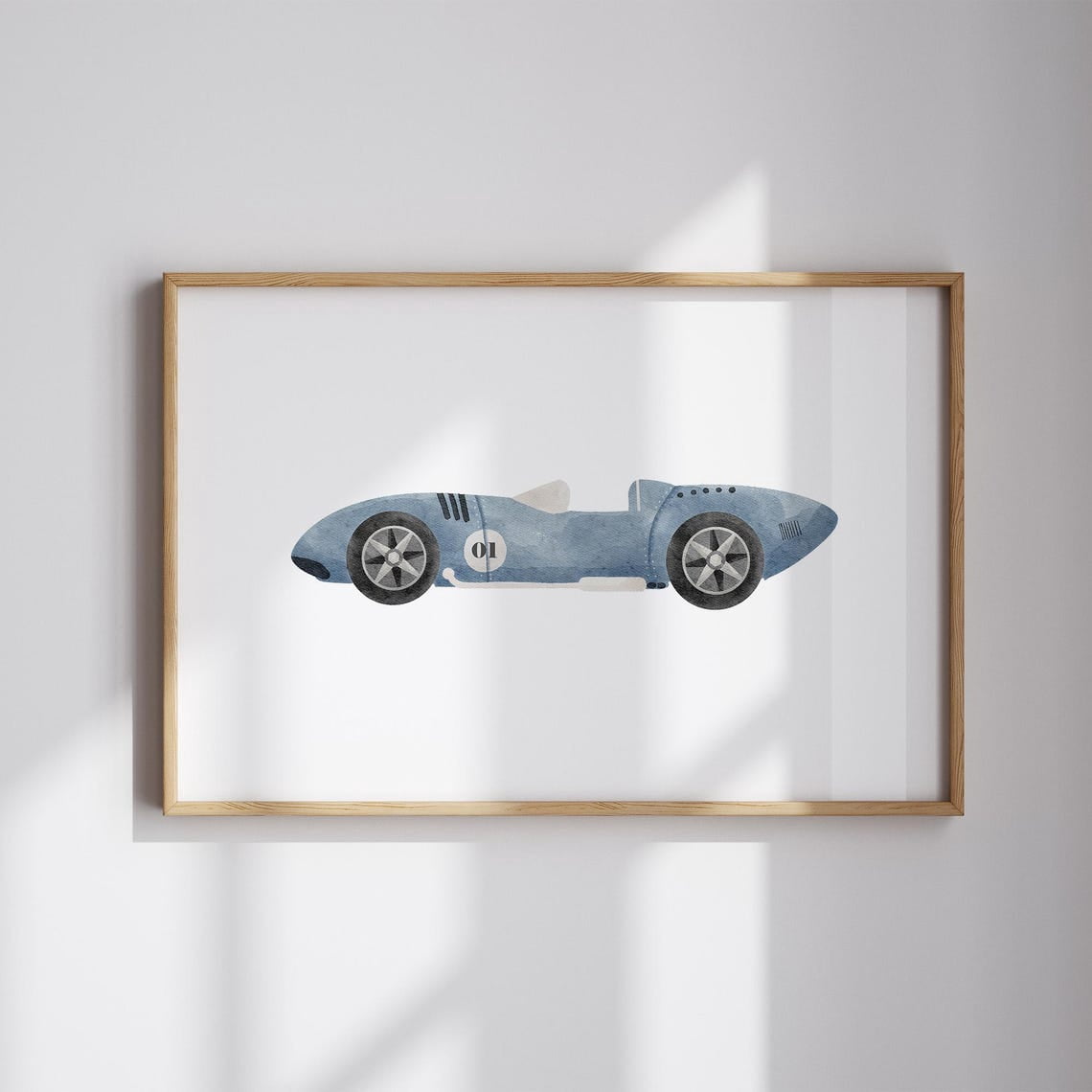 Blue Vintage Sports Car Print Boy Room Decor, Unframed Poster - Walmart.com