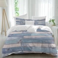 Blue Vintage Wood Grain Queen Size Bed Set,Abstract Farmhouse Wooden ...