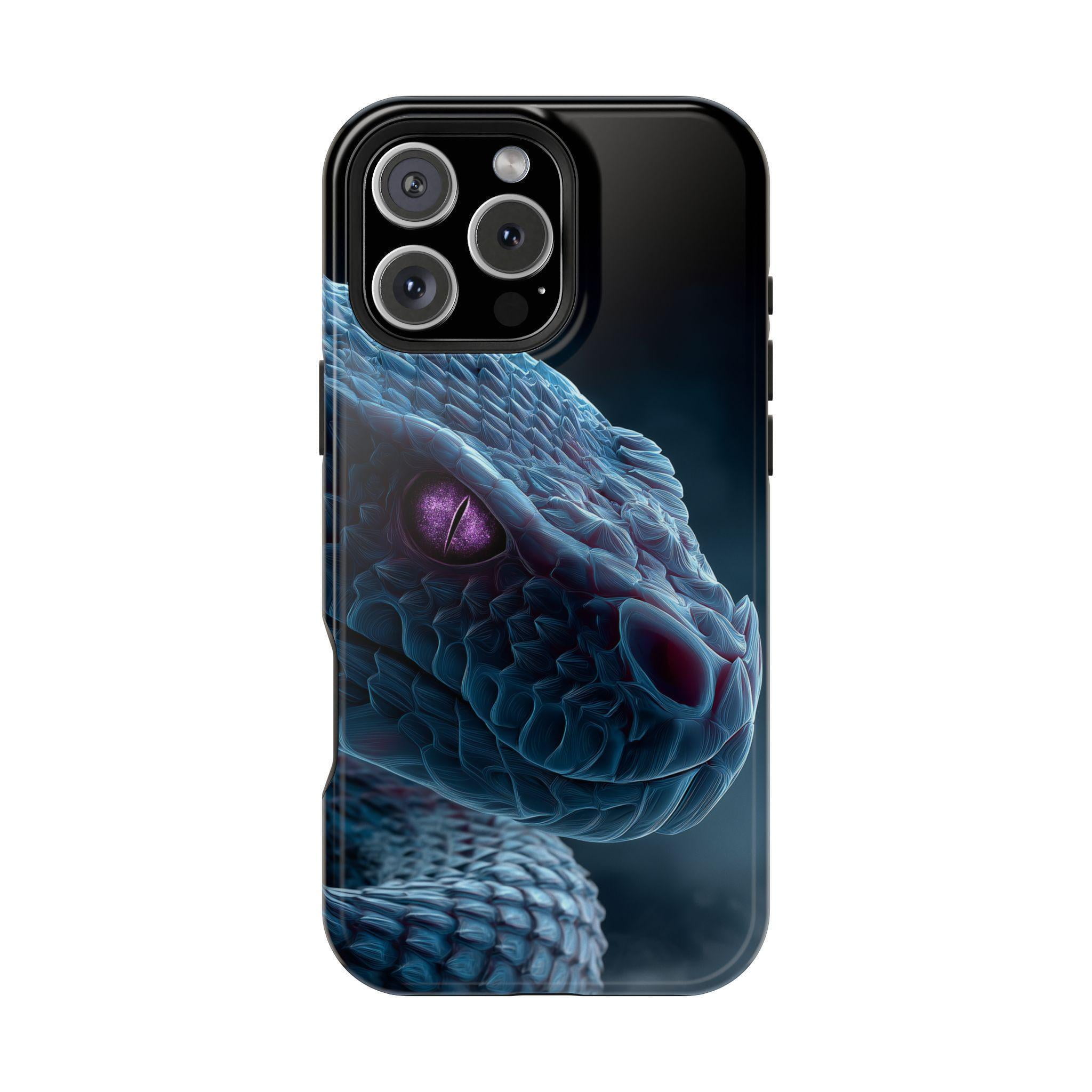 Blue Viper Snake Cyan Scales Shimmering Reptile Pattern Phone Case with ...