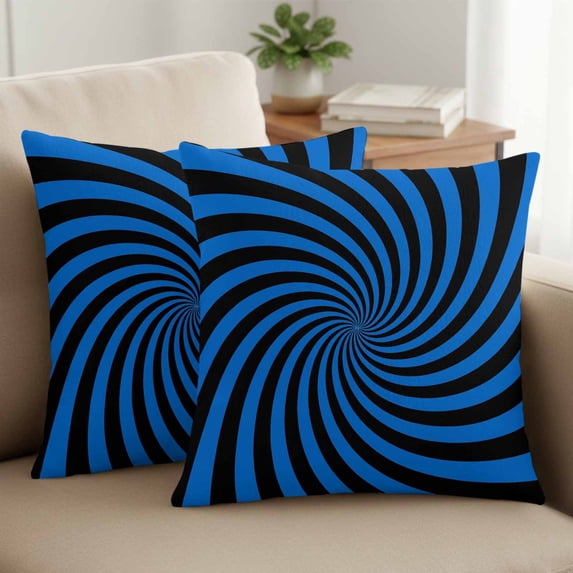 Blue Vortex Pillow Covers Set of 2, Abstract Navy Blue Black Lime ...