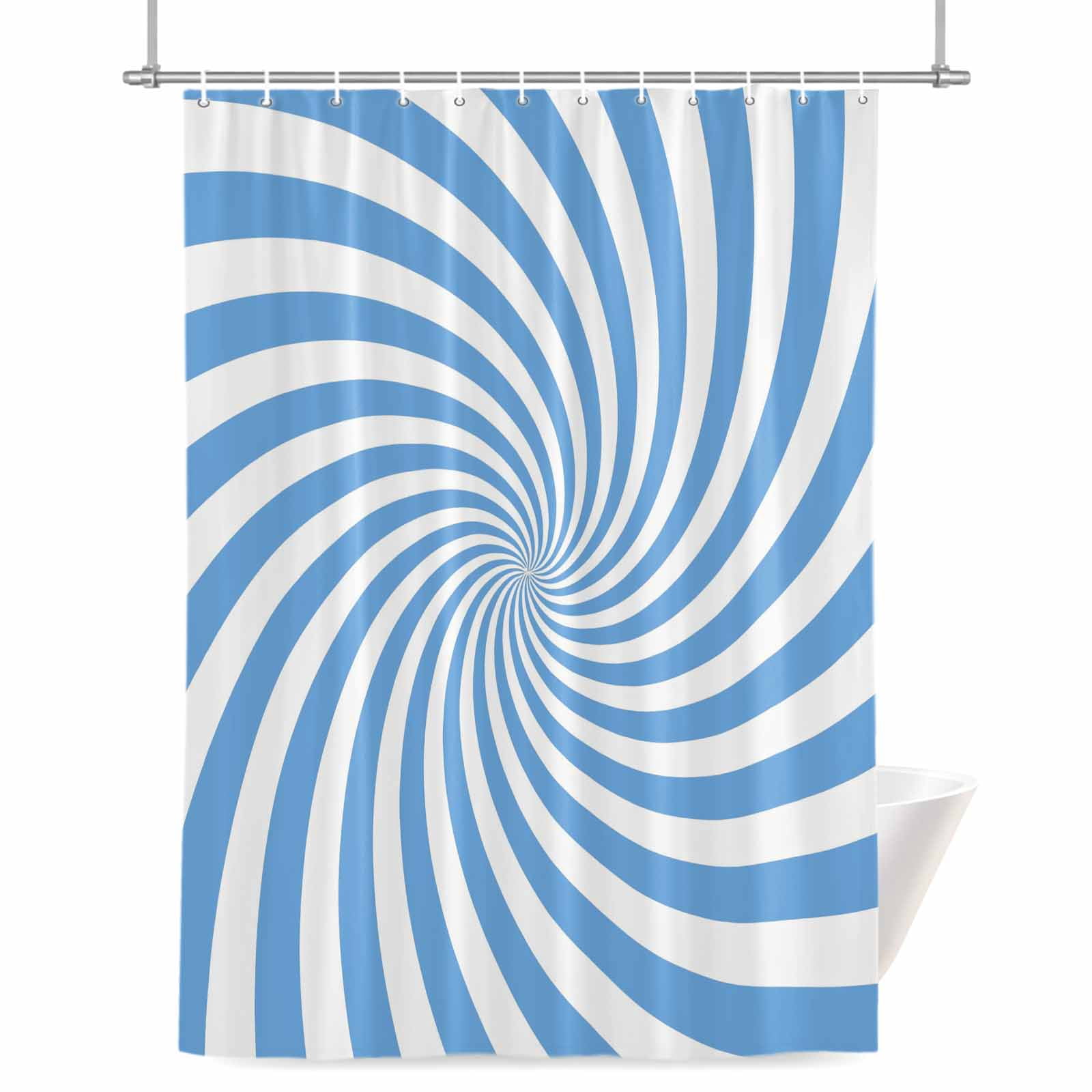 Blue Vortex Shower Curtain, Abstract White Sky Blue Spiral Optical ...