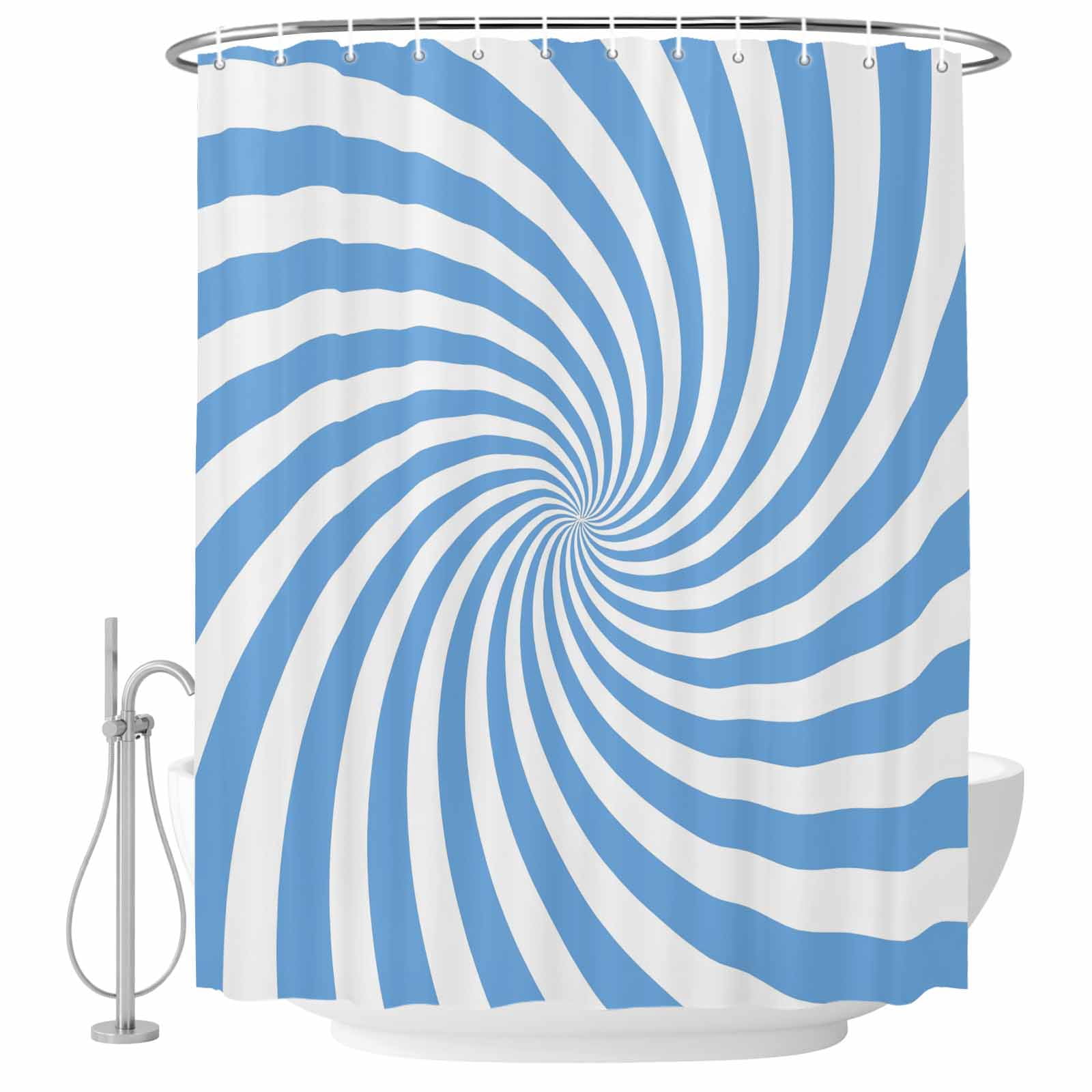 Blue Vortex Shower Curtain Set with Hooks, Abstract White Sky Blue ...