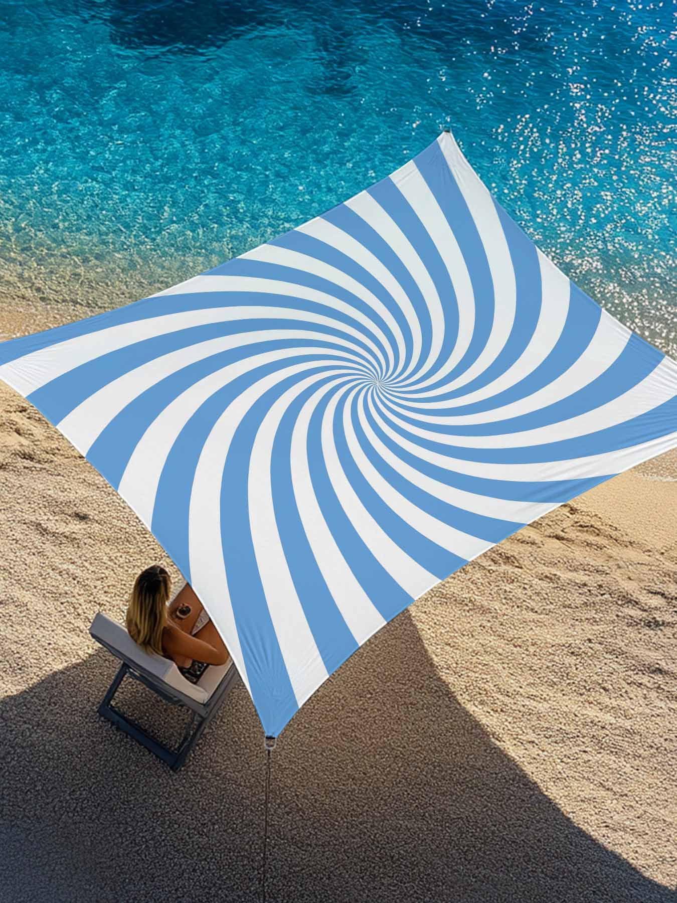 Blue Vortex Sun Shade Sail 14' x 18', Abstract White Sky Blue Spiral ...