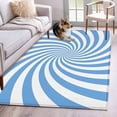 Blue Vortex Washable Area Rug 2.7x5 Abstract White Sky Blue Spiral ...
