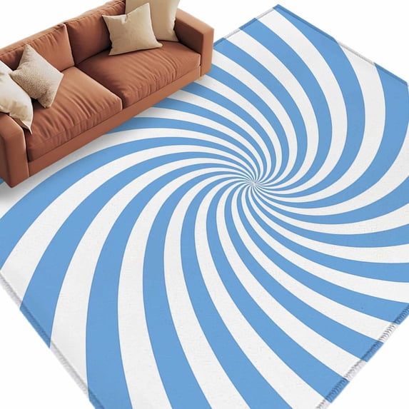 Blue Vortex Washable Living Room Rugs 5'x8', Abstract White Sky Blue ...