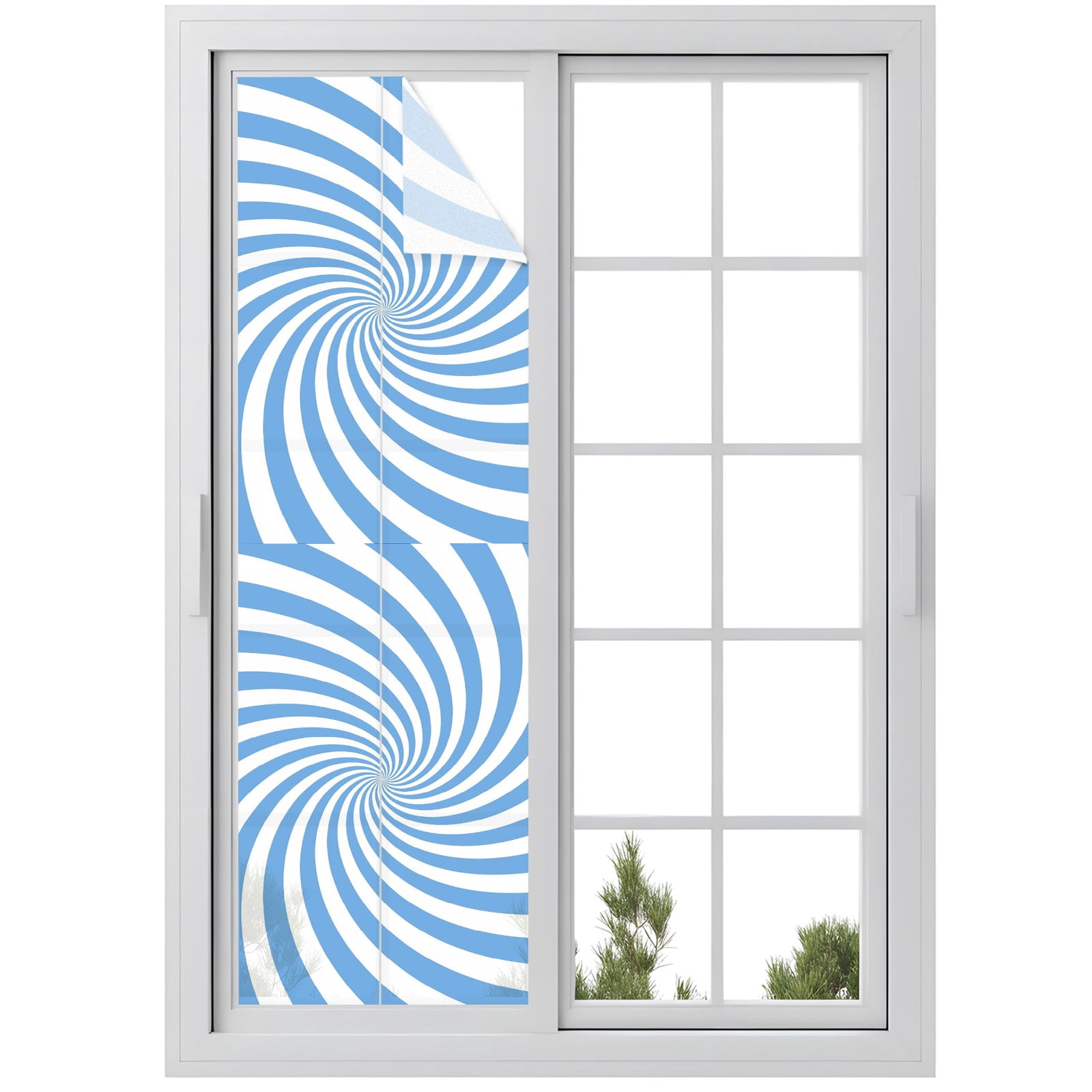 Blue Vortex Window Privacy Film, Abstract White Sky Blue Spiral Optical ...