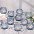 Blue Votive Candle Holders Set of 24- Round Glass Candle Holders Bulk ...