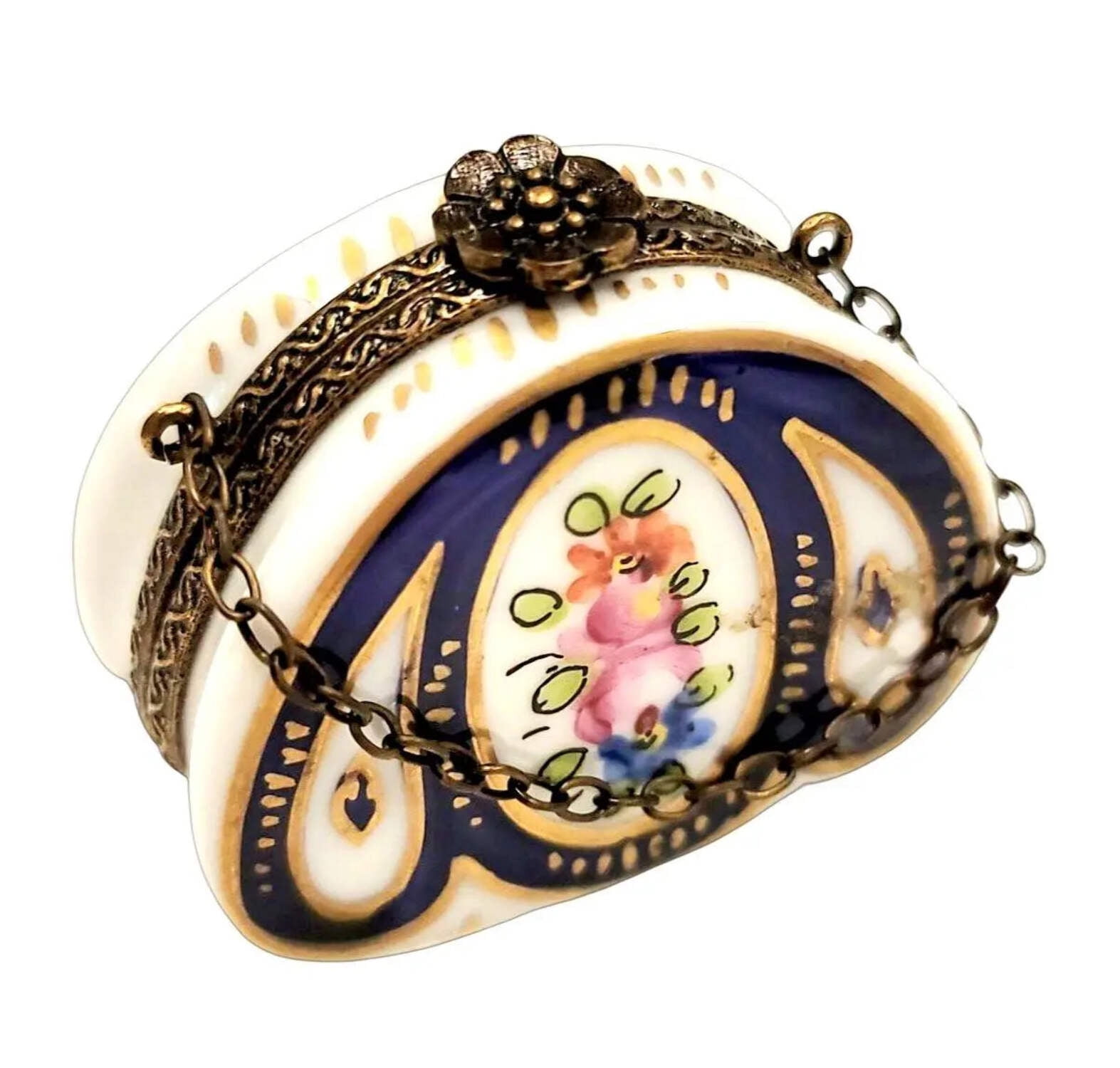 Blue Floral Limoges Box for Collectors Limoges Box Porcelain Figurine ...