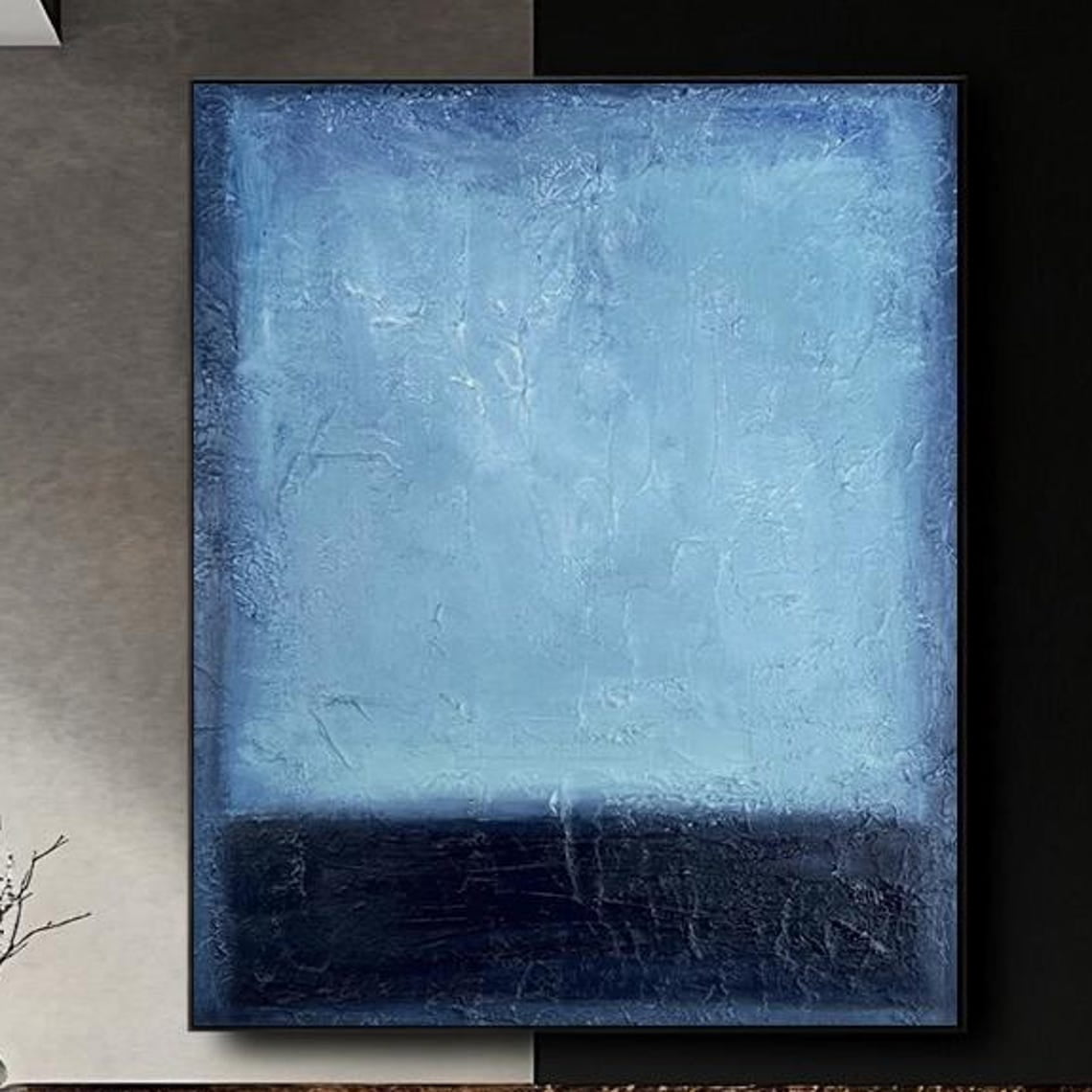 Blue Wabi-Sabi Wall Art, Neutral Textured Wall Art, 3D Heavy Texture ...