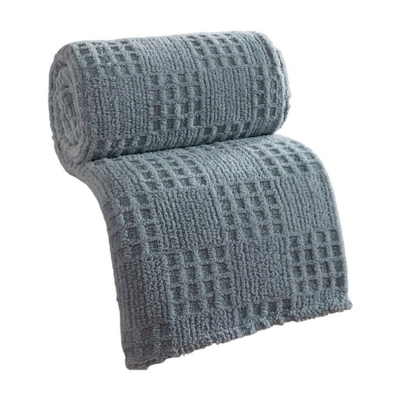 Blue Waffle Jacquard Blanket With Soft Double-Sided Edging, Lint-Free ...