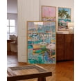 Blue Wall Art Sailboat Seascape Art Print, Boat Drawing, Retro Ocean ...