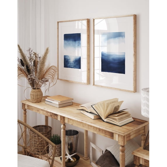 Blue Wall Art Set Posters Abstract Navy Coastal Posters Ocean Art ...