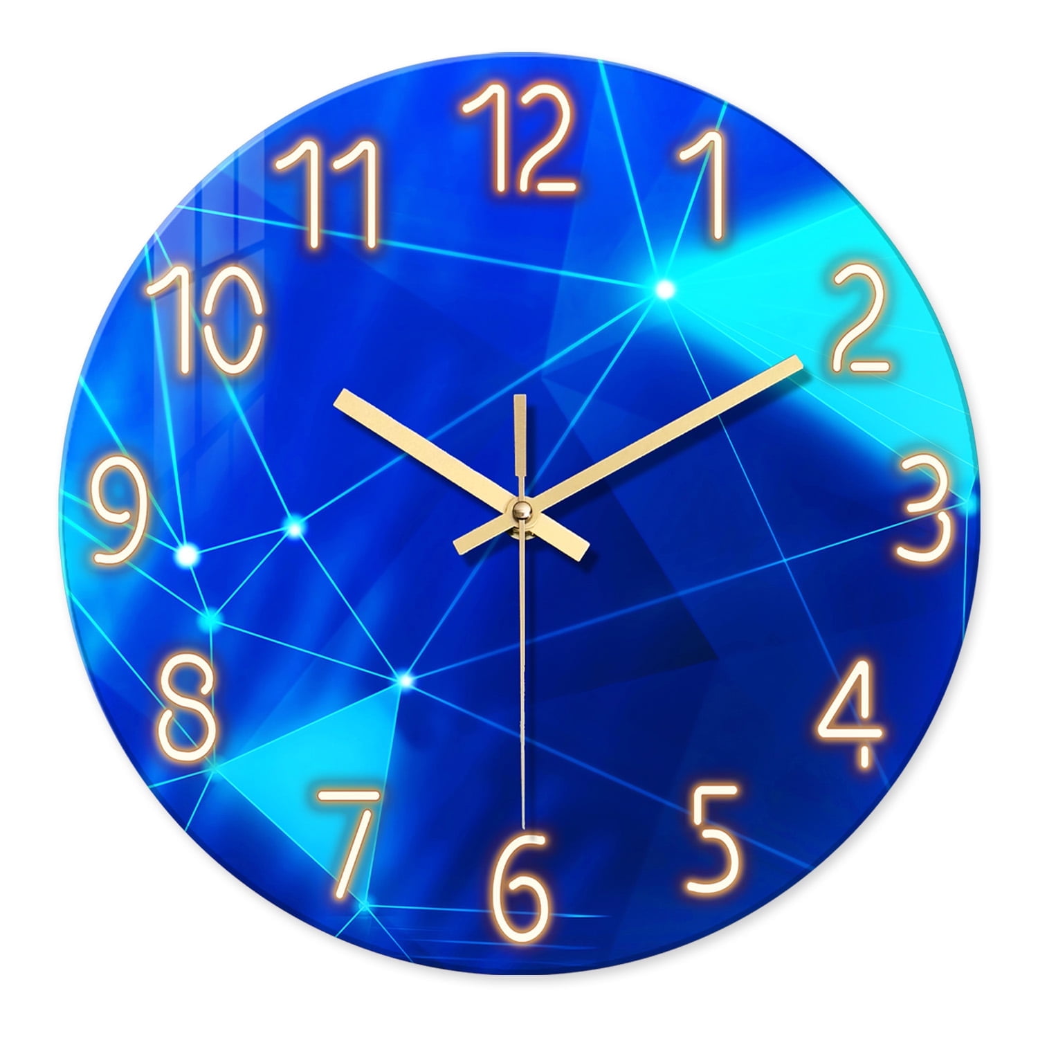Blue Wall Clock 12 Inch Silent Wall Clocks Battery Operated Modern ...