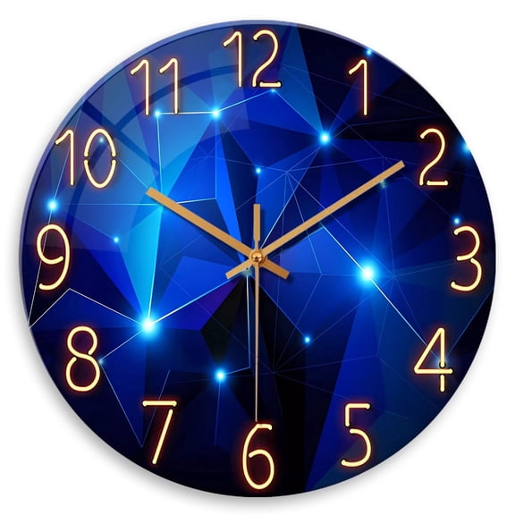 Blue Wall Clock for Living Room Decor Kitchen Wall Clocks Battery ...