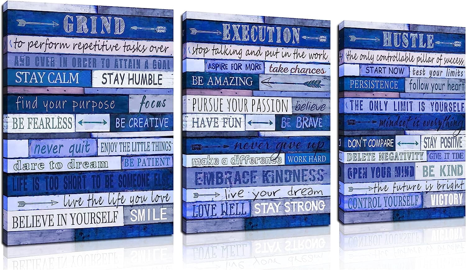 Blue Wall-Decor - 3 Piece Canvas Wall Art - Motivational Wall Art for ...