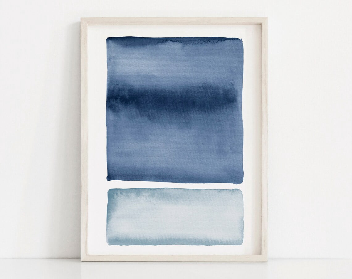 Blue Wall Decor, Abstract Print, Abstract Printable Art, Navy Blue ...